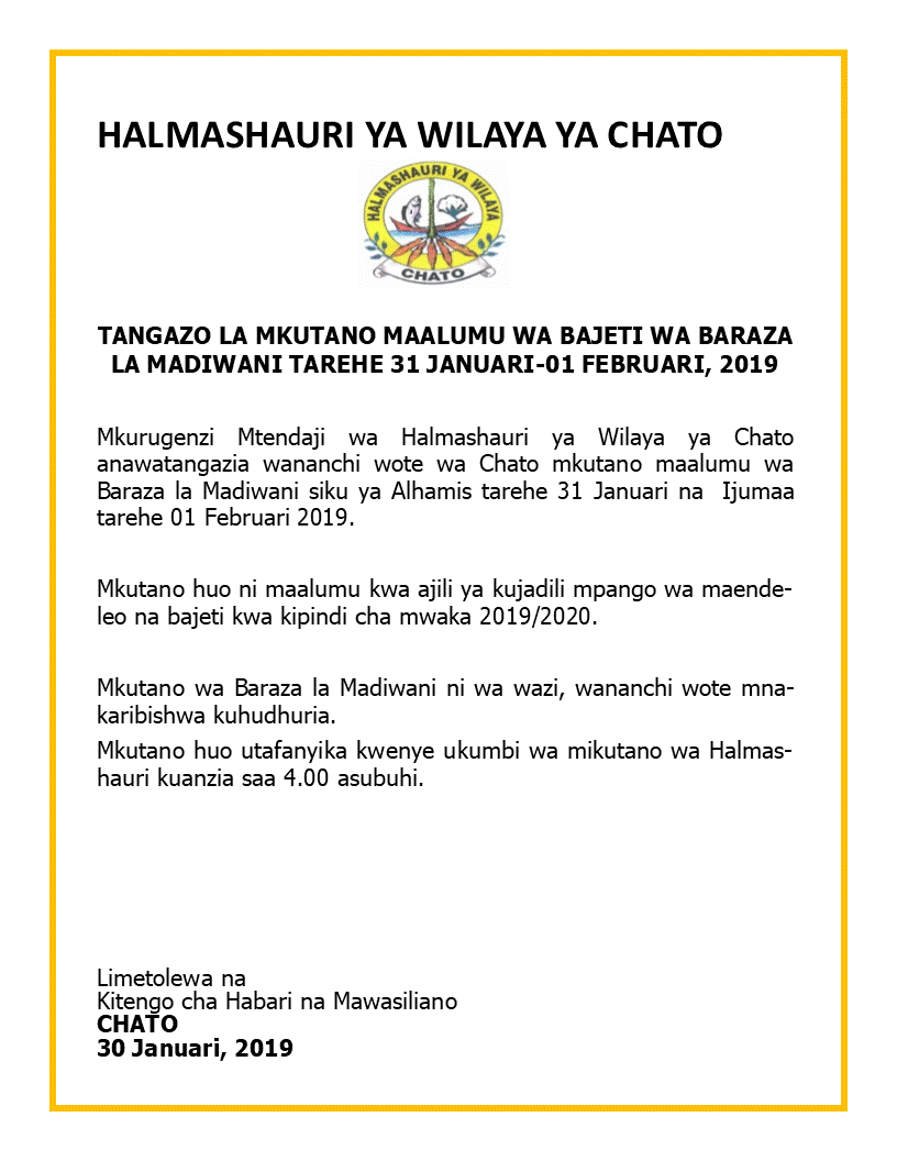 Single Event | Chato District Council